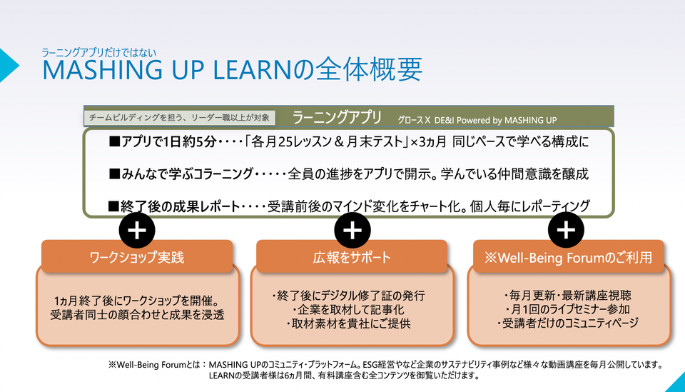 企業のdeandi推進を総合的にサポートするラーニングプログラム「mashing Up Learn」サービス提供開始