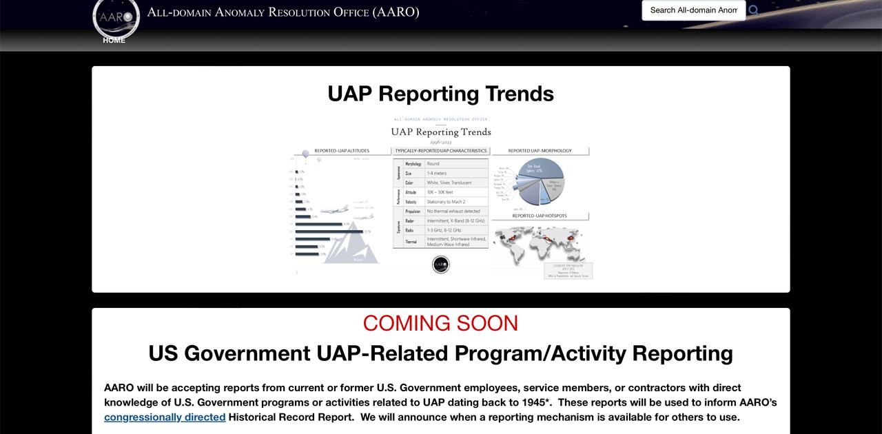 米国防総省がUFOなどの未確認異常現象公開ページを開設 | ギズモード・ジャパン